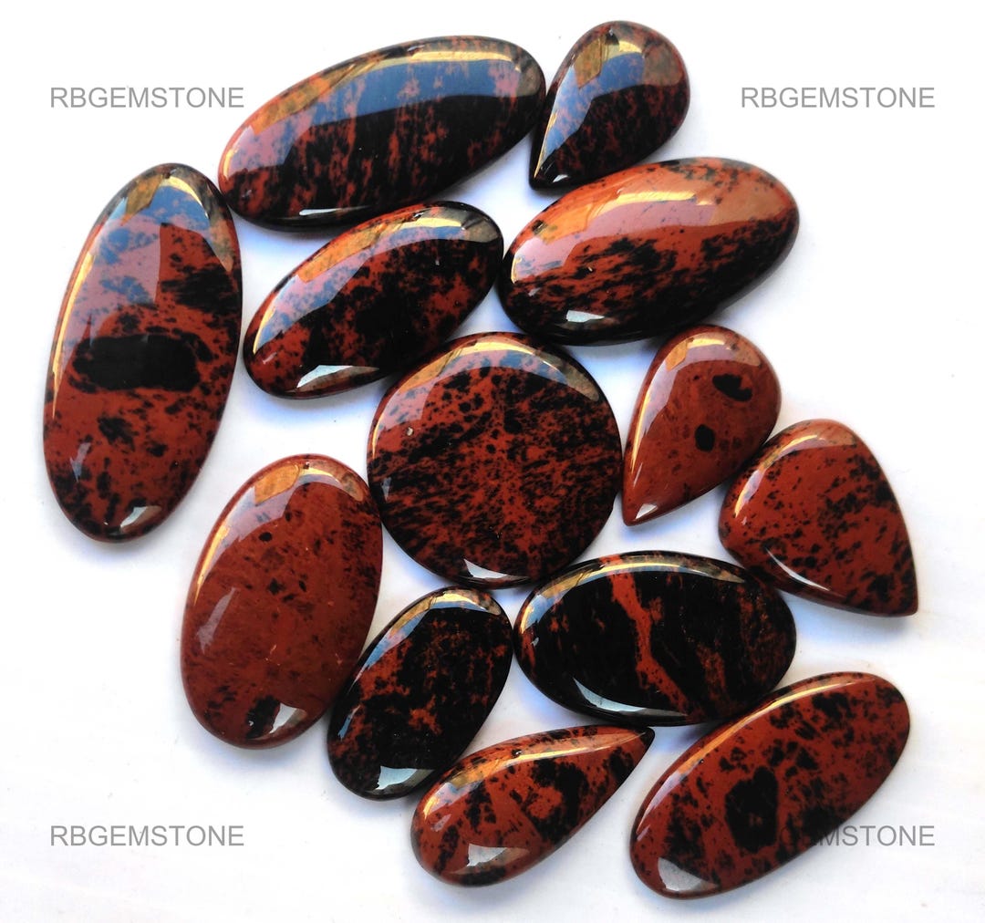 100% Natural Mahogany Obsidian Gemstone/ Obsidian Mix Shape Cabs/ AAA ...