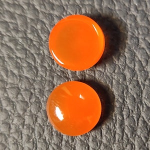 Orange Chalcedony, Gemstone Pair, Orange Cabochon Pair, Round Gemstone ...