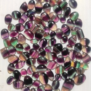 Natural Fluorite, Cabochon Lot, Gemstone Lot, Multi Color Fluorite ...