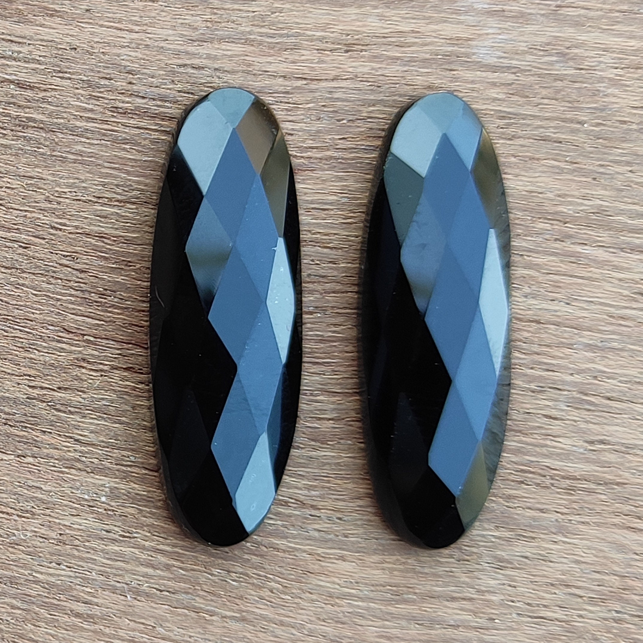 Black Onyx Gemstone Pair, Faceted Gemstone 7X14 MM to 12X36 MM Flat ...