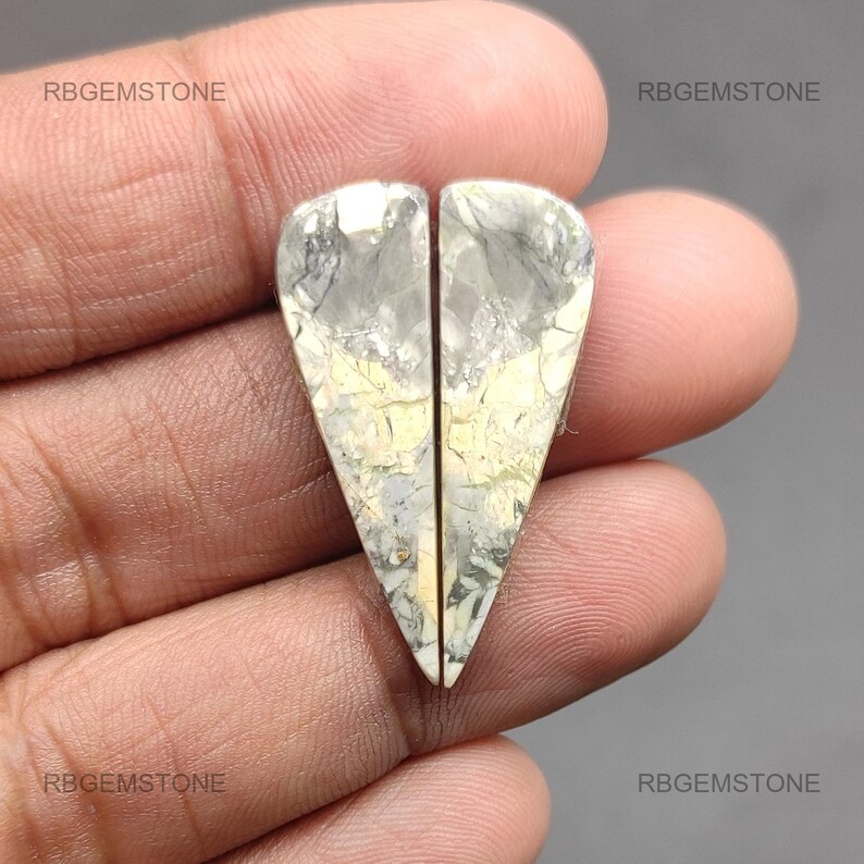Rare Cabochon Healing White Jasper Gemstone Loose Cabochon Pair, Jasper ...