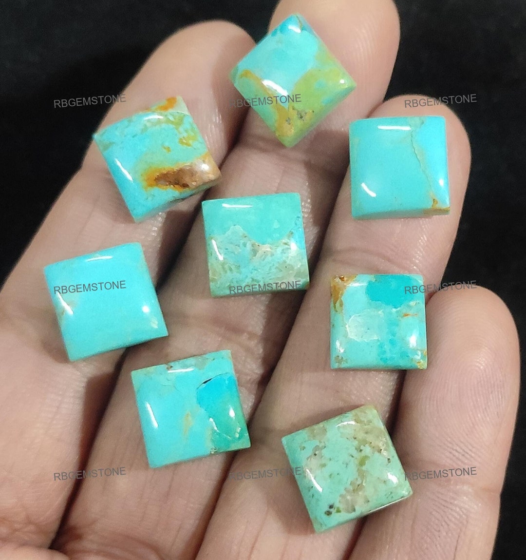 Natural Blue Mohave Turquoise Gems/ Blue Turquoise Cabochon/ Square ...