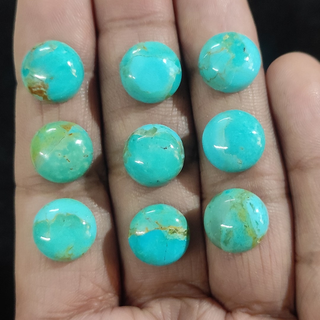 AAA Quality Round Blue Turquoise Gemstone Cabochon Stone Blue Mohave ...