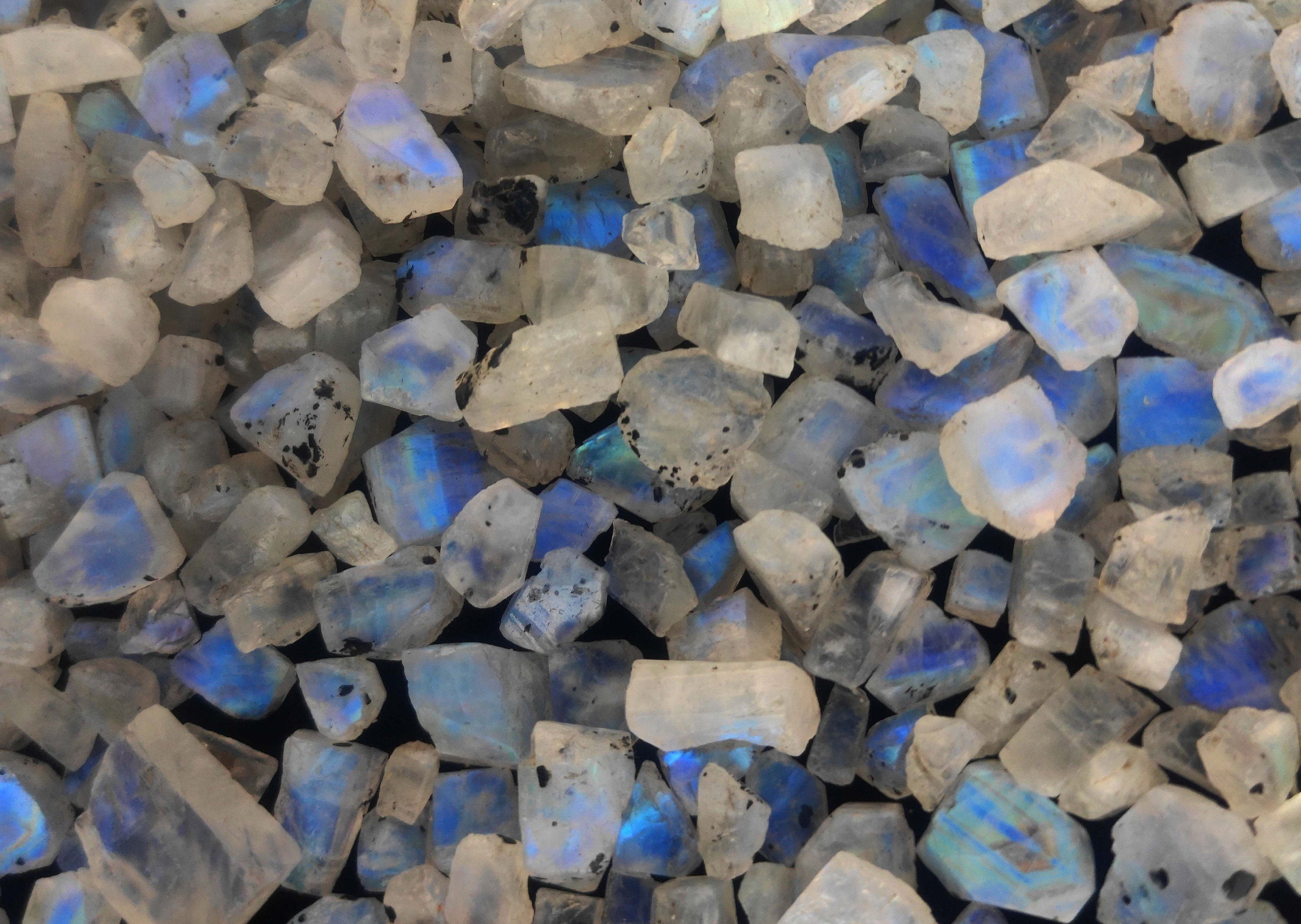 Blue Rainbow Moonstone Slices 7 to 15 MM Raw Moonstone - Etsy