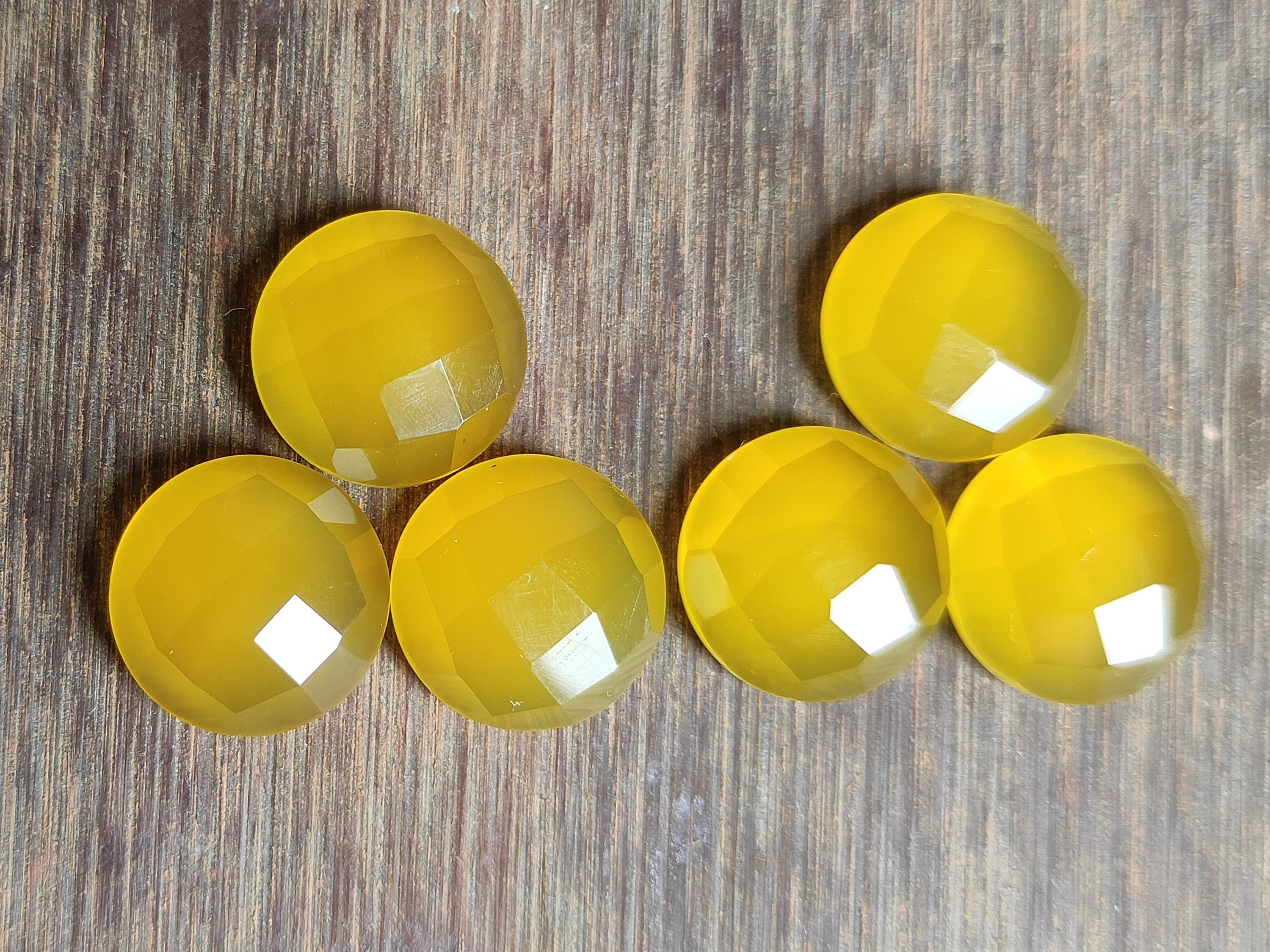 Round Shape Faceted Gemstone Mango Chalcedony Flat Back Cut - Etsy