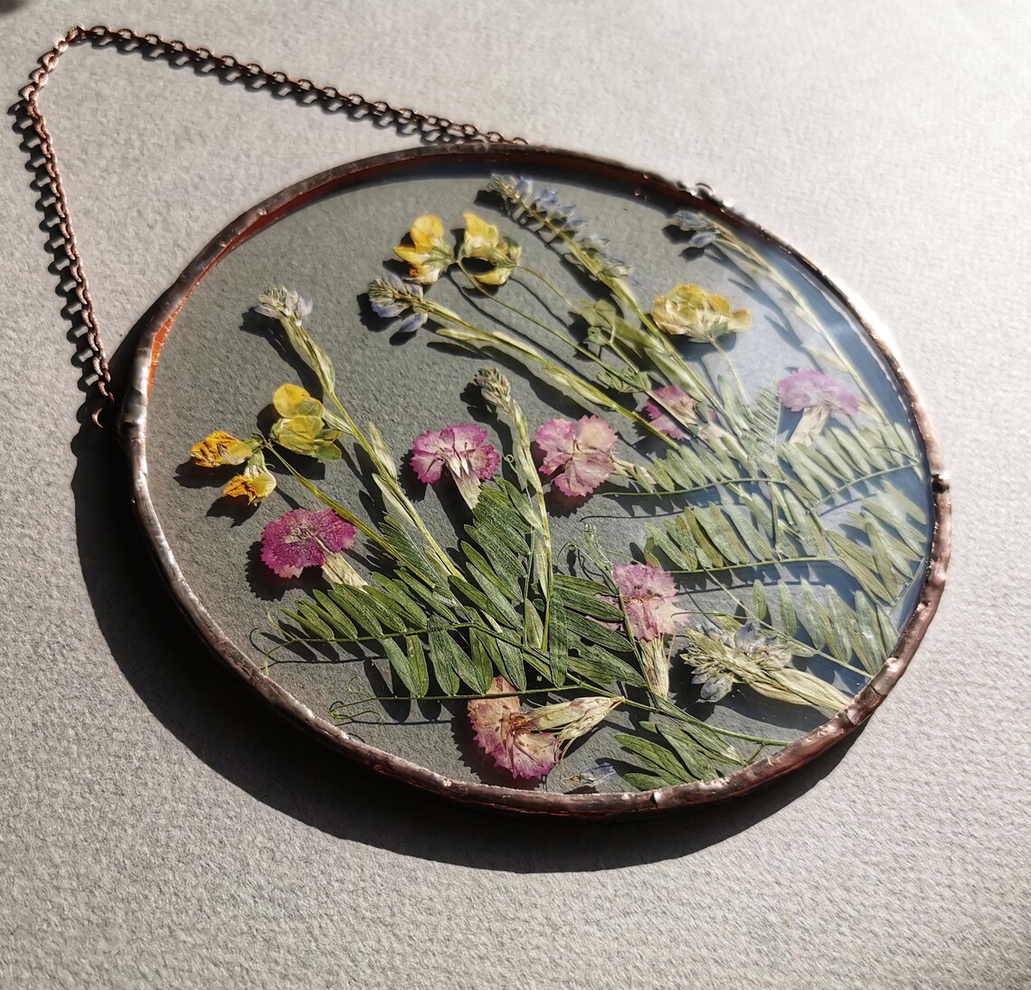 Pressed Flower Suncatcher: Handmade Stained Glass Floral Wall Art - Etsy