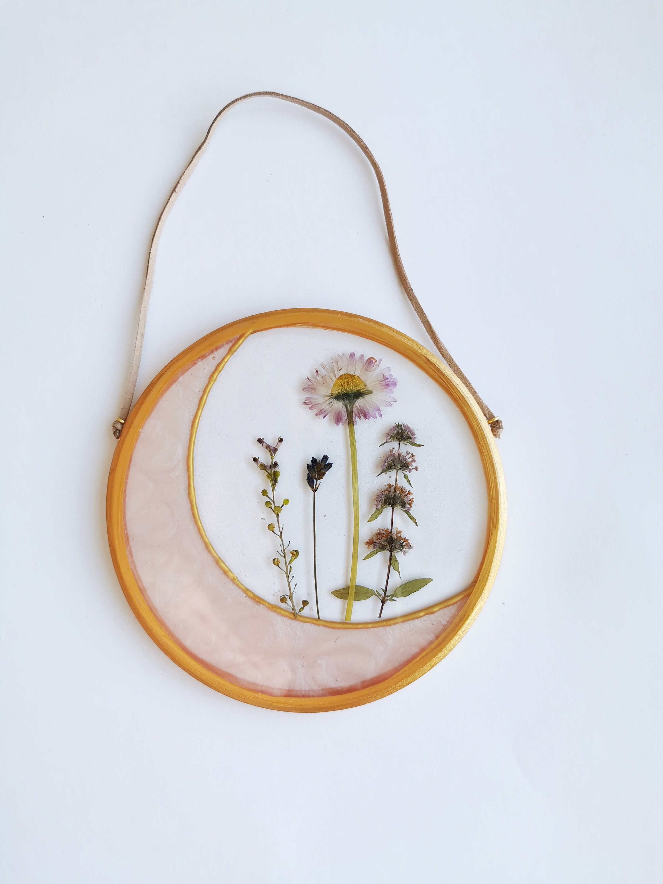 Floral Moon Flowers Art Crescent Moon Boho Home Decor Resin - Etsy