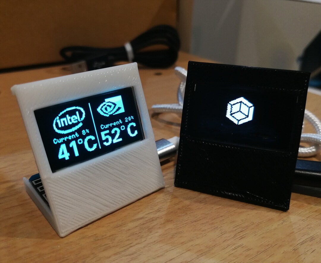 USB Programmed Board With 1.3" Oled Screen and 3D Printed Half-cased Stand for Desktop Laptop ...