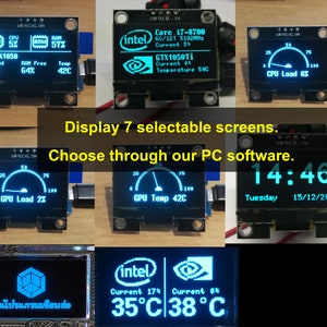 USB Programmed Board With 1.3" Oled Screen for DIY Project Computer Cpu Gpu Temp Framerate Load ...