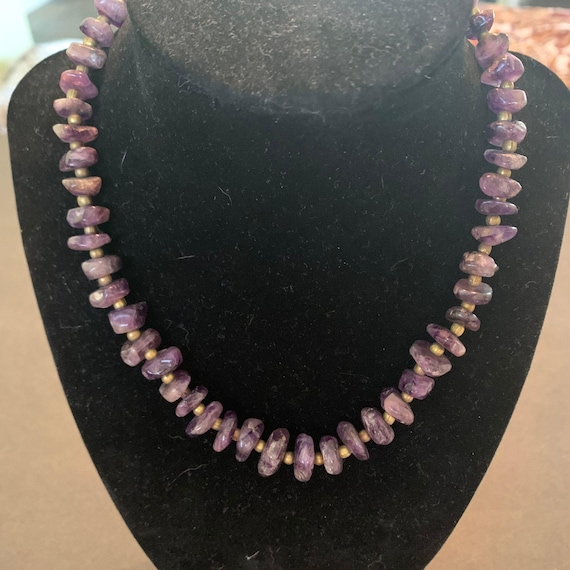 Vintage Amethyst Choker Necklace, Amethyst Gemstone N… - Gem
