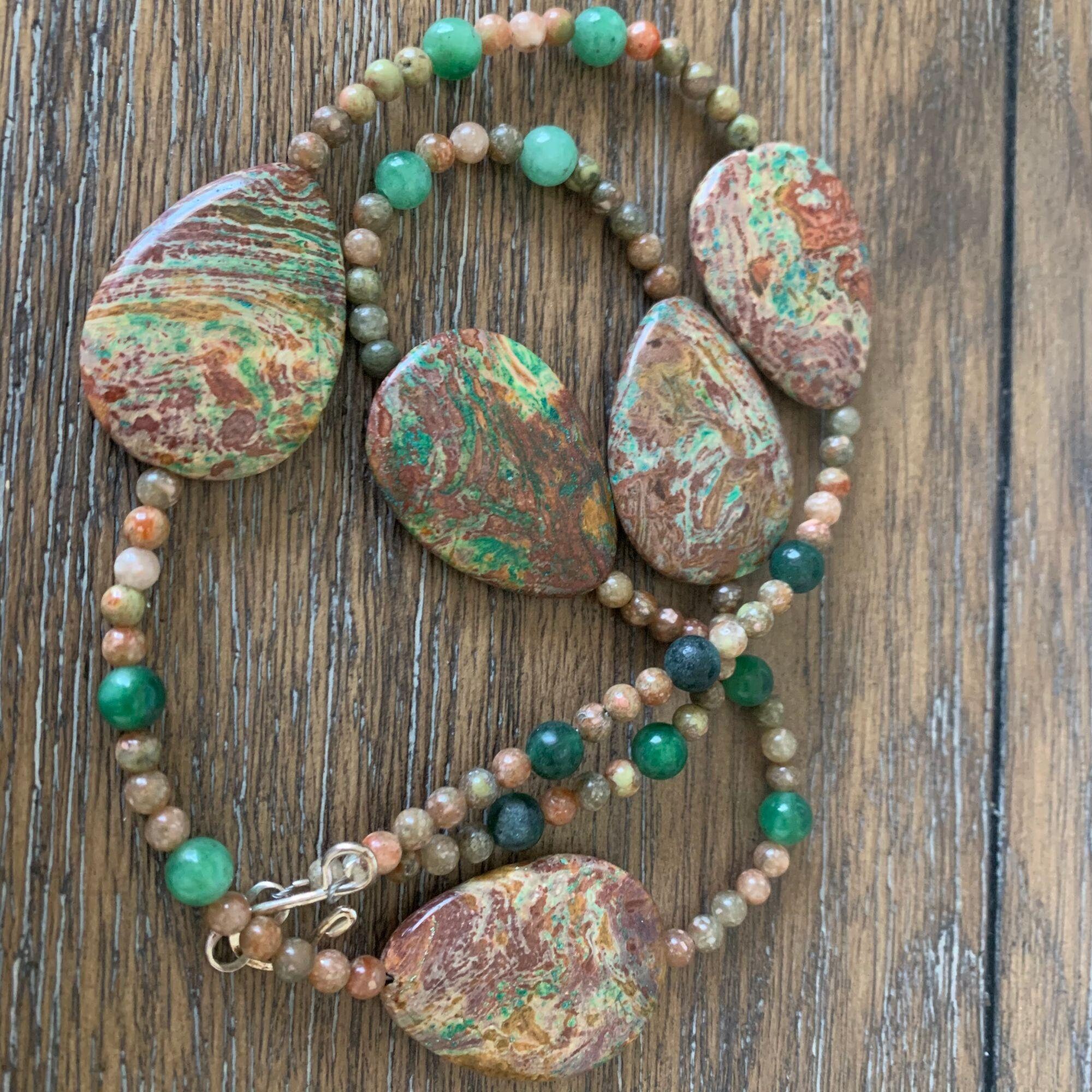 Unakite Necklace Unakite Jasper Aventurine Gemstone Necklace - Etsy