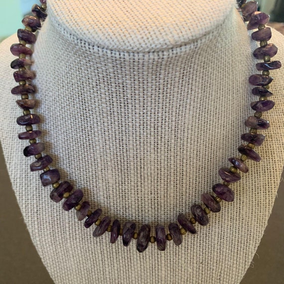 Vintage Amethyst Choker Necklace, Amethyst Gemstone N… - Gem