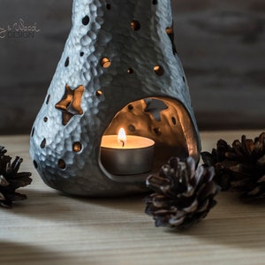 Handmade Ceramic Christmas Tree. Candle Holder Decorative Textured ...