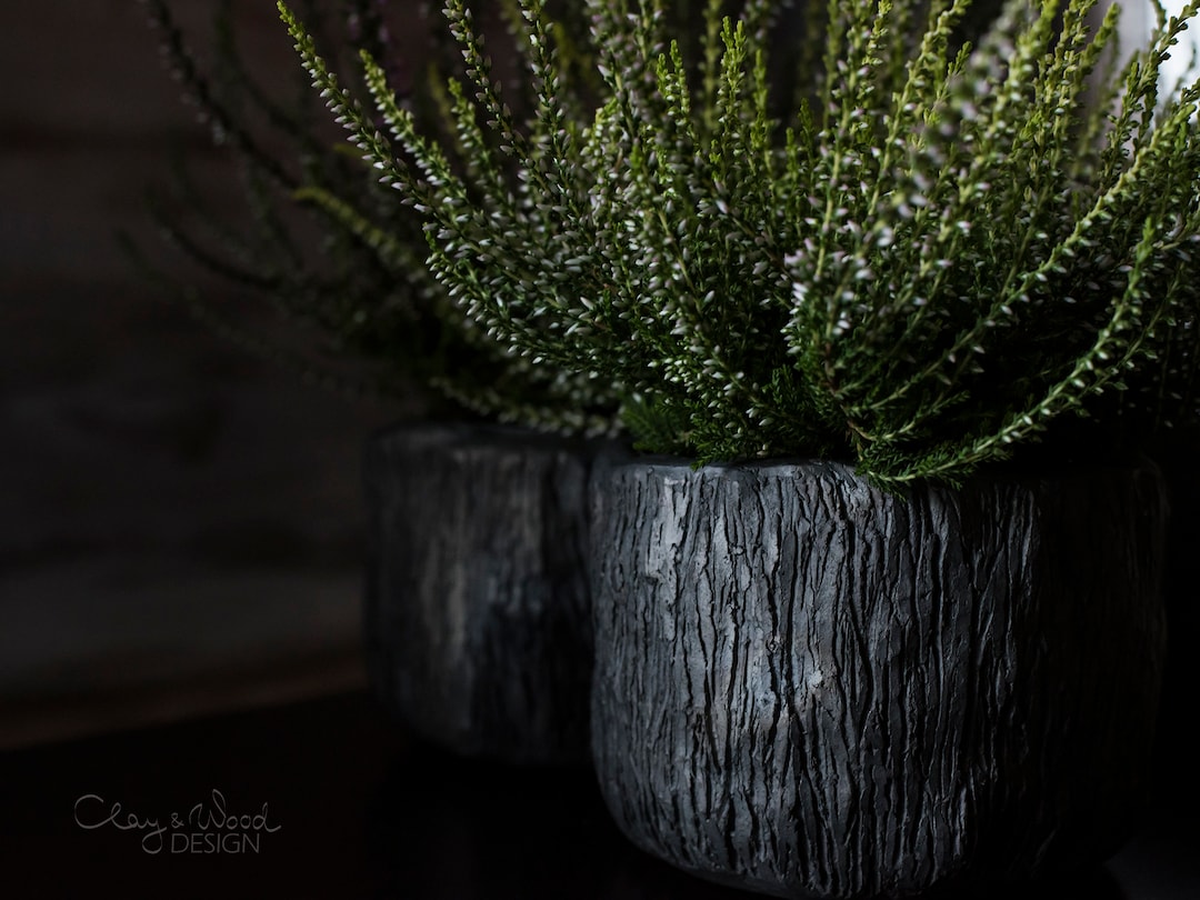 Handmade Pot for Plants Decorative Black Ceramic Planter Unglazed ...