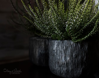 Handmade Pot for Plants Decorative Black Ceramic Planter Unglazed ...