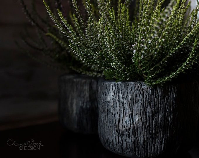 Handmade Pot for Plants Decorative Black Ceramic Planter Unglazed ...