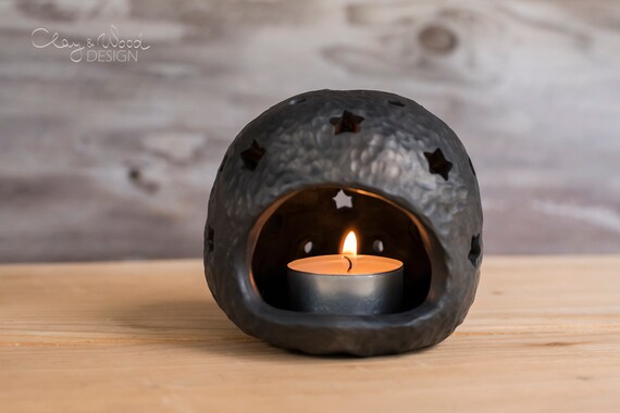 Handmade Black Ceramic Candle Holder With Decorative Holes in Shape of Stars. Christmas Gift. Small Candle Lantern. Nordic Minimalistic. Etsy Australia