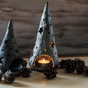 Handmade Ceramic Christmas Tree. Candle Holder Decorative Textured ...