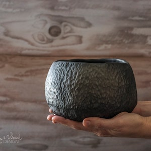 Handmade Pot for Plants Decorative Black Ceramic Planter Unglazed ...