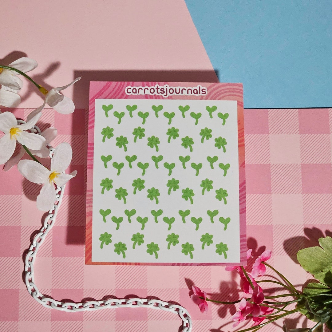 Mini Clover and Sprig Deco Sticker Sheet - Etsy