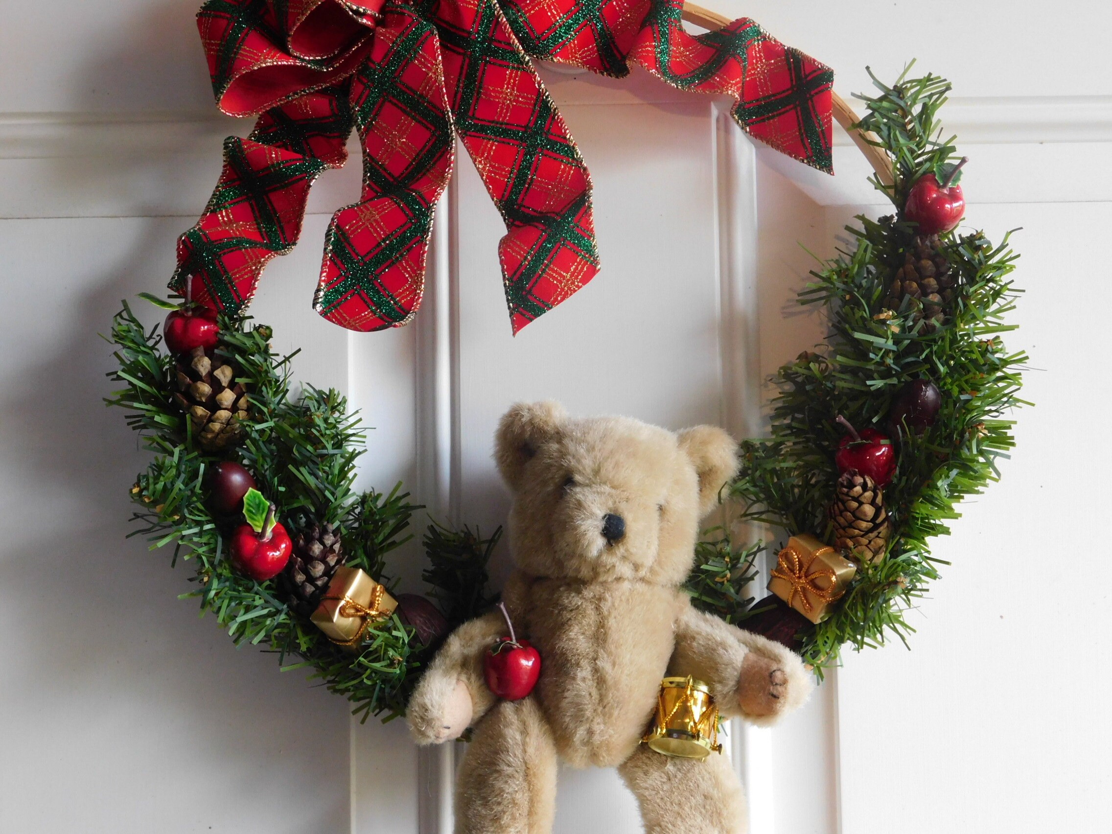 12 Inch Wreath Christmas Wreath Teddy Bear Wreath wall - Etsy UK