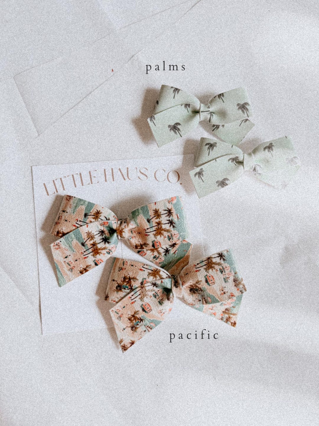 Coastal Faux Leather Hair Bows, Beach Theme Bows, Palm Tree Prints - Etsy
