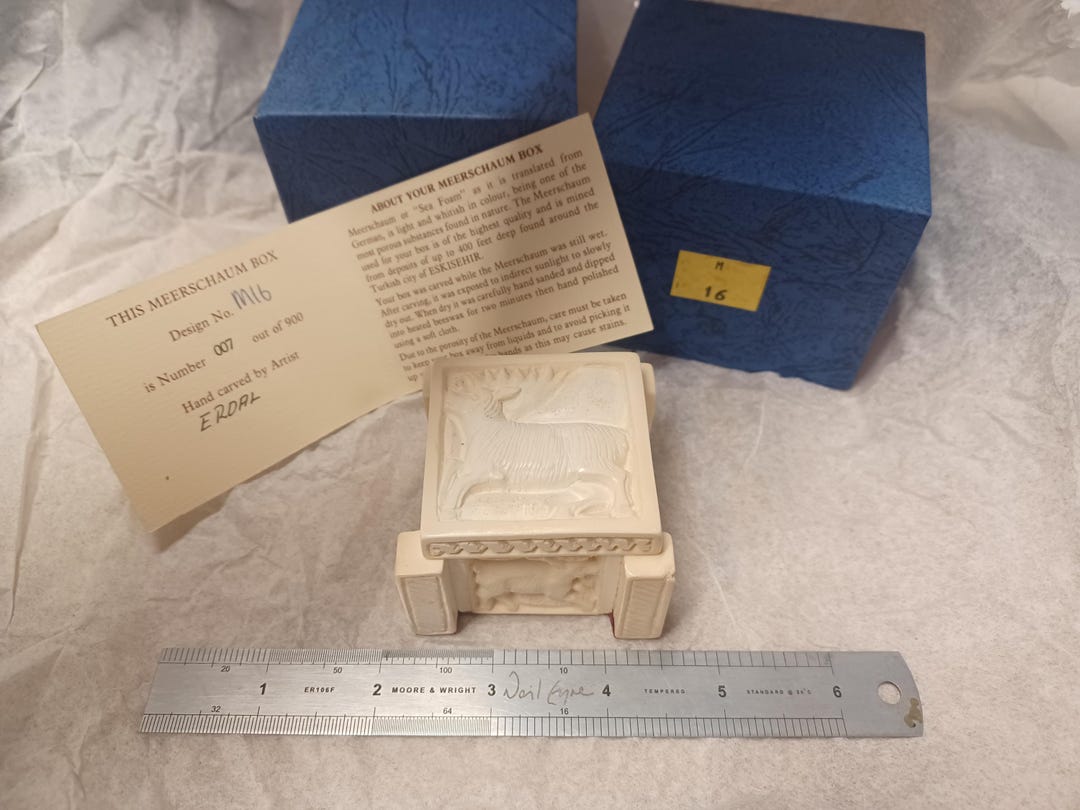 Mascott Direct Meerschaum Stag Trinket Ring Box Hand Carved Antique ...