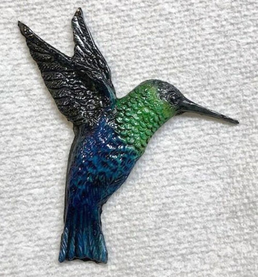 Neil Eyre Flying Hummingbird Bird Black Green Blue Magnet Magnets ...