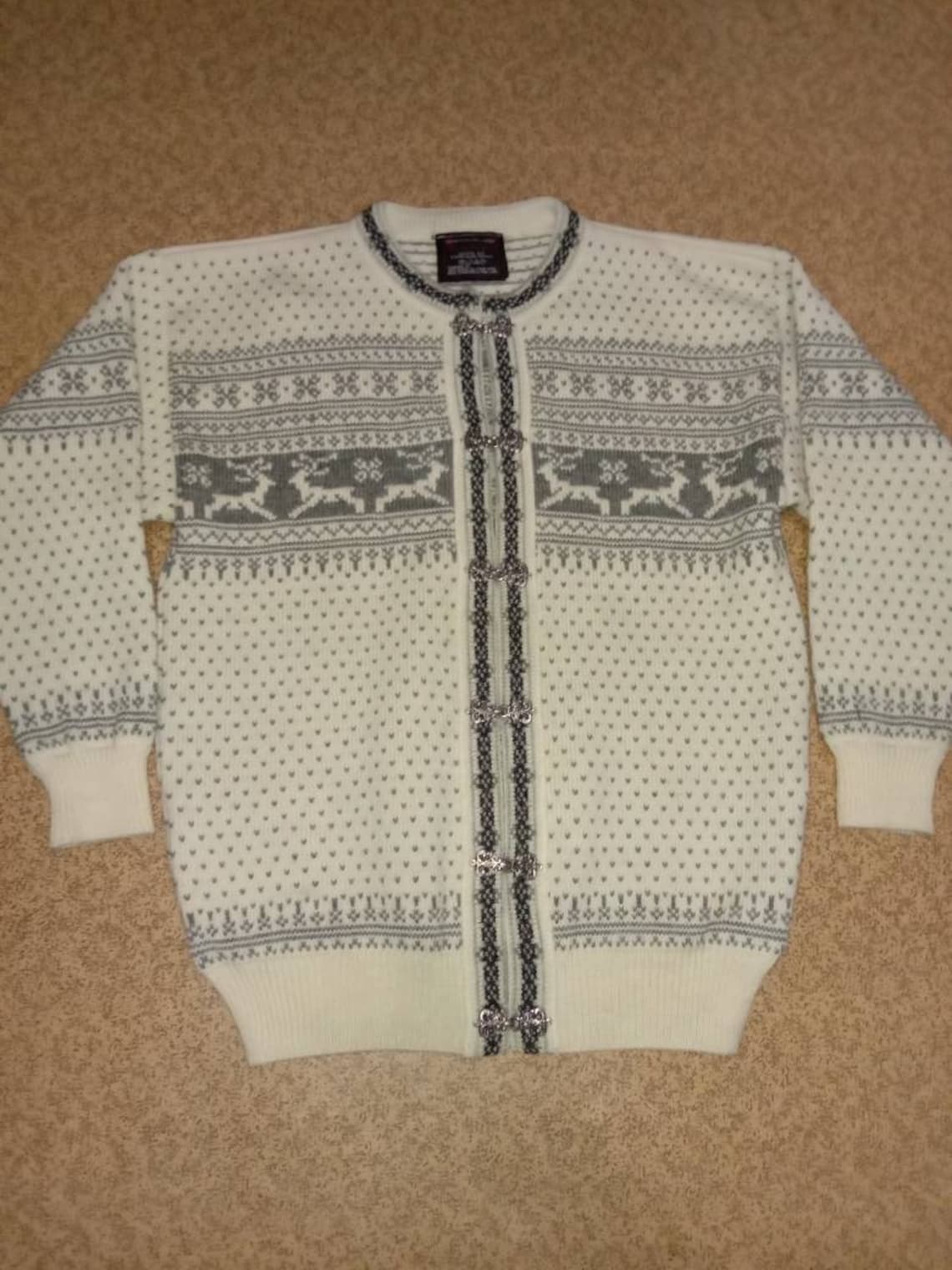 Traditional Norwegian Wool Cardigan Norwool Gjestal Reindeer - Etsy UK