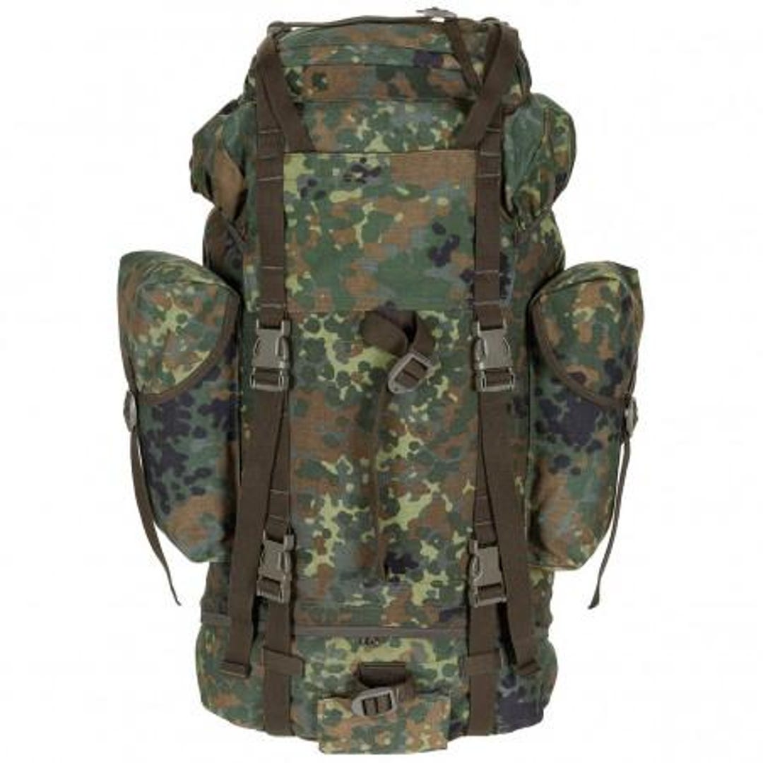 Authentic German Army Bundeswehr Flecktarn Combat Rucksack Backpack 65L ...