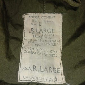 Vintage British Army Pattern 1960 Combat Smock Jacket Olive Size 6 LR ...