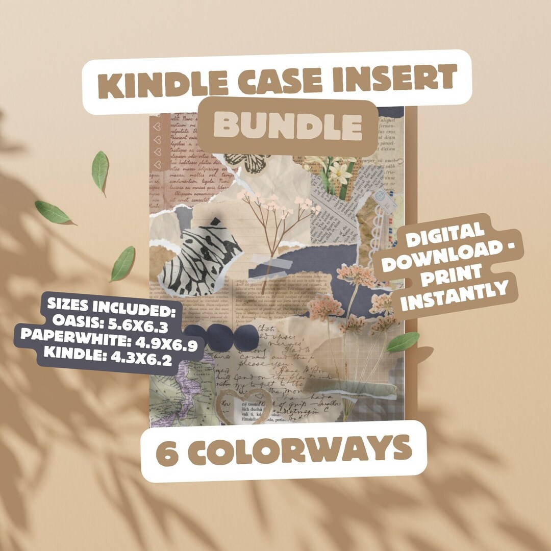 Kindle Case Insert Digital Download | Vintage Scrapbook Bundle | 6 ...