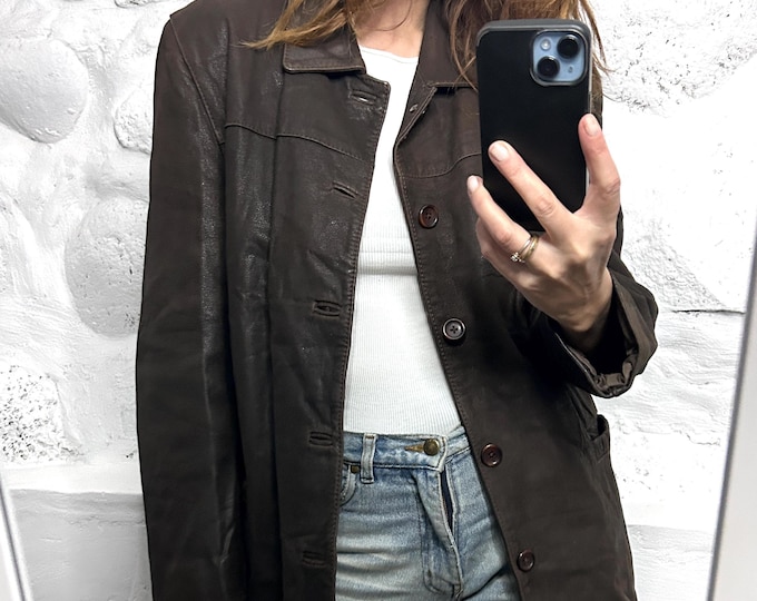 Brown Vintage Jacket / Genuine Leather Unisex Jacket / Fall Jacket ...