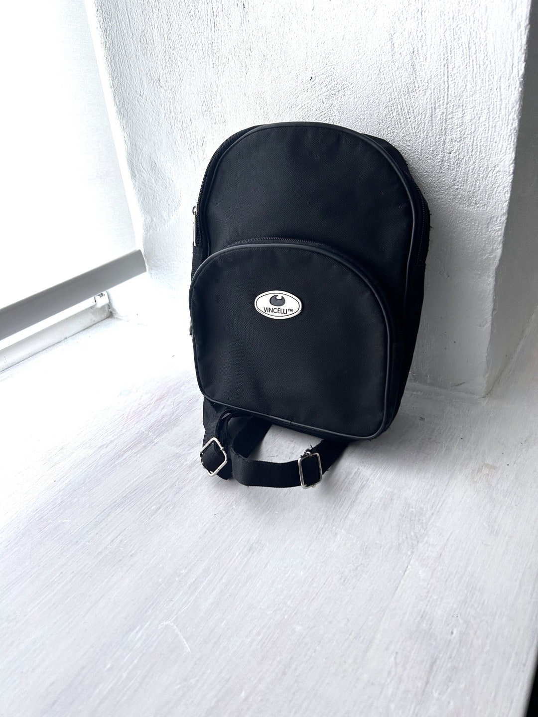 90s Round Backpack / Grunge Aesthetic Gothic Bag / Small Rucksack / Zip ...