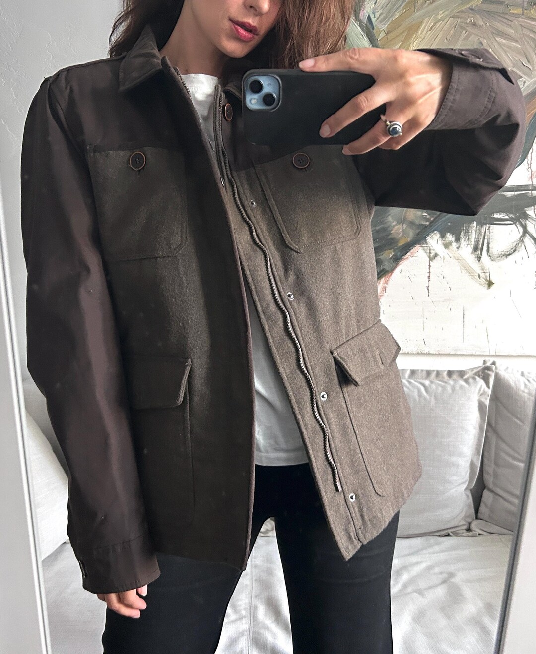 Brown Country Jacket / Unisex Jacket / Warm Parka / Patchwork Wool ...