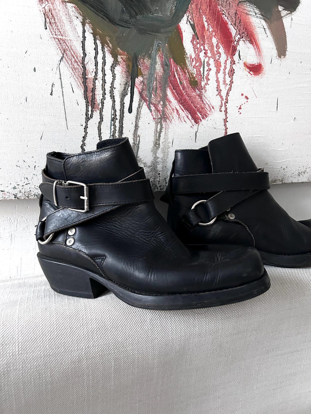 Biker Ankle Boots / Western Horse Riding Boots / Vintage Moto Boots ...
