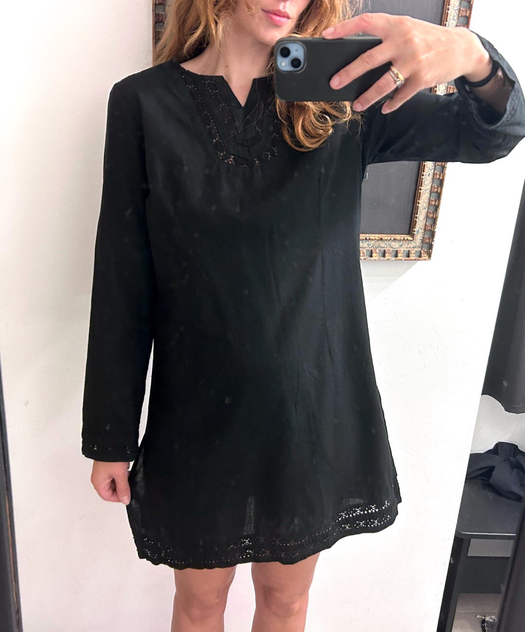 Black Embroidered Cotton Tunic Dress: Syrian Folk Boho Mini - M - Etsy ...