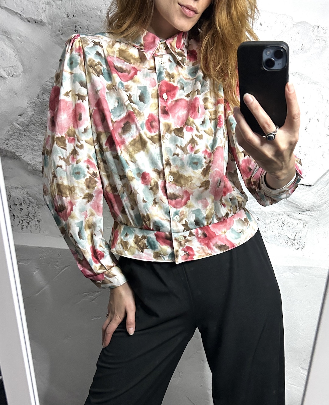 Pastel Floral Blouse / Colorful Blossom Print Top / Short Blouse ...