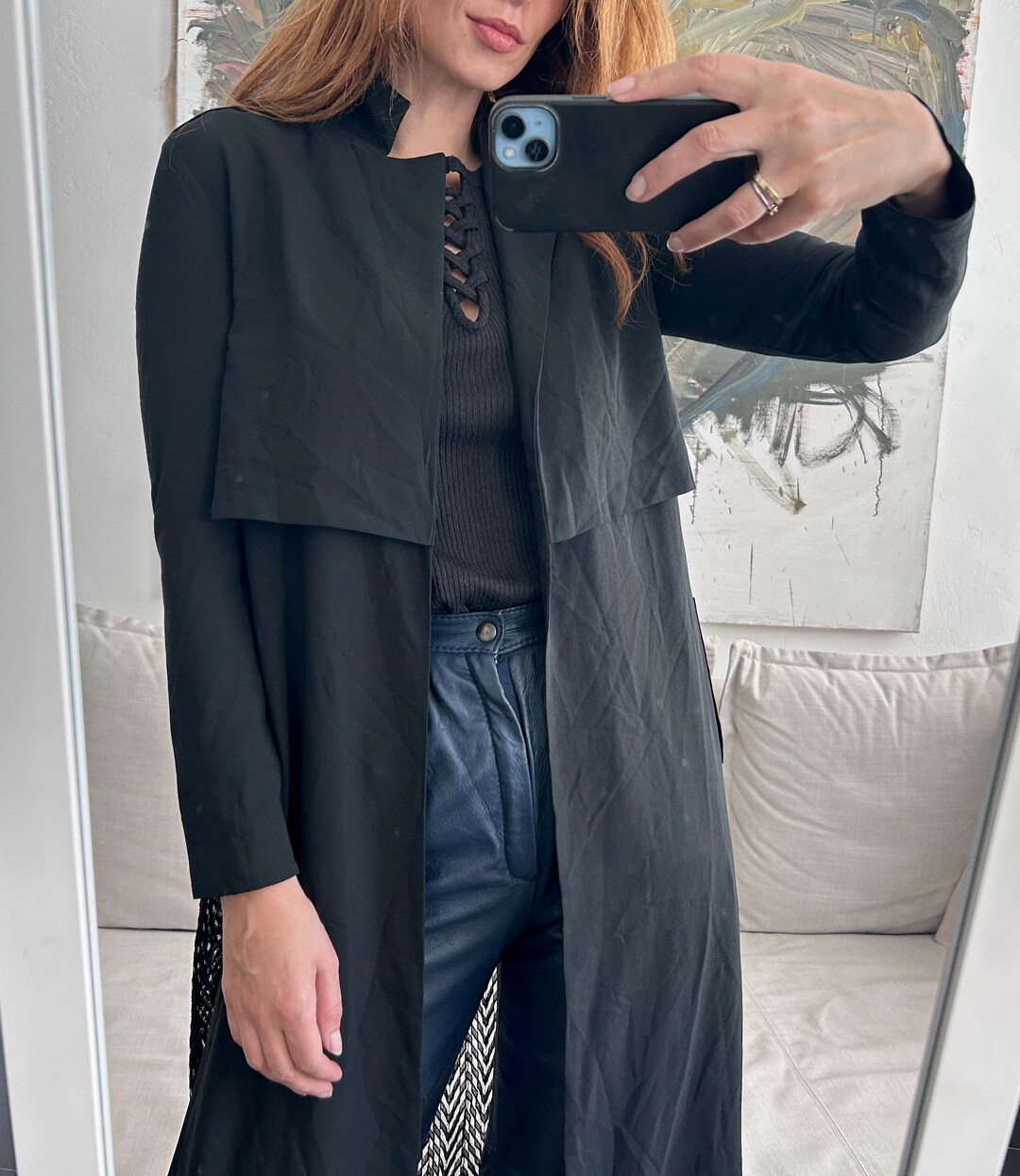 Y2K Black Long Duster / Sheer Soft Goth Maxi Jacket / Evening Jacket ...