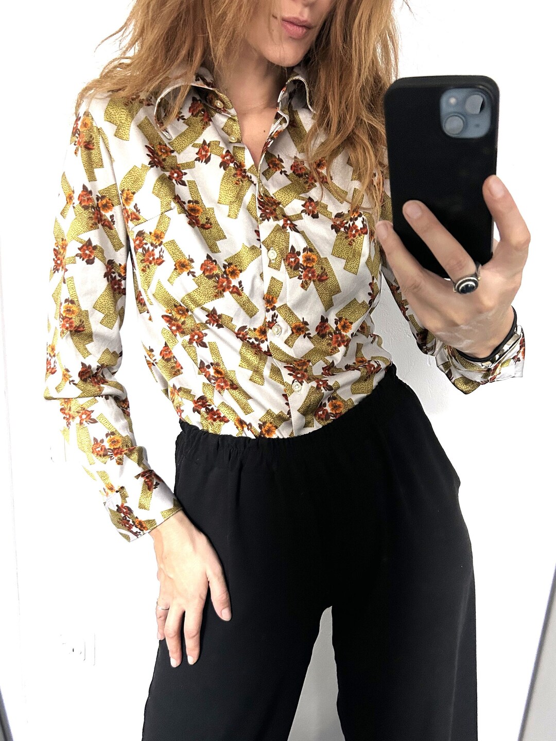 70s Printed Shirt / Long Sleeve Shirt / Boho Top / Hippie Wear ...