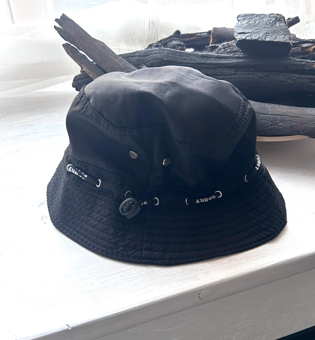 Y2K Black Mod Bucket Hat / Grunge Goth Street Style Hat / Waterproof ...