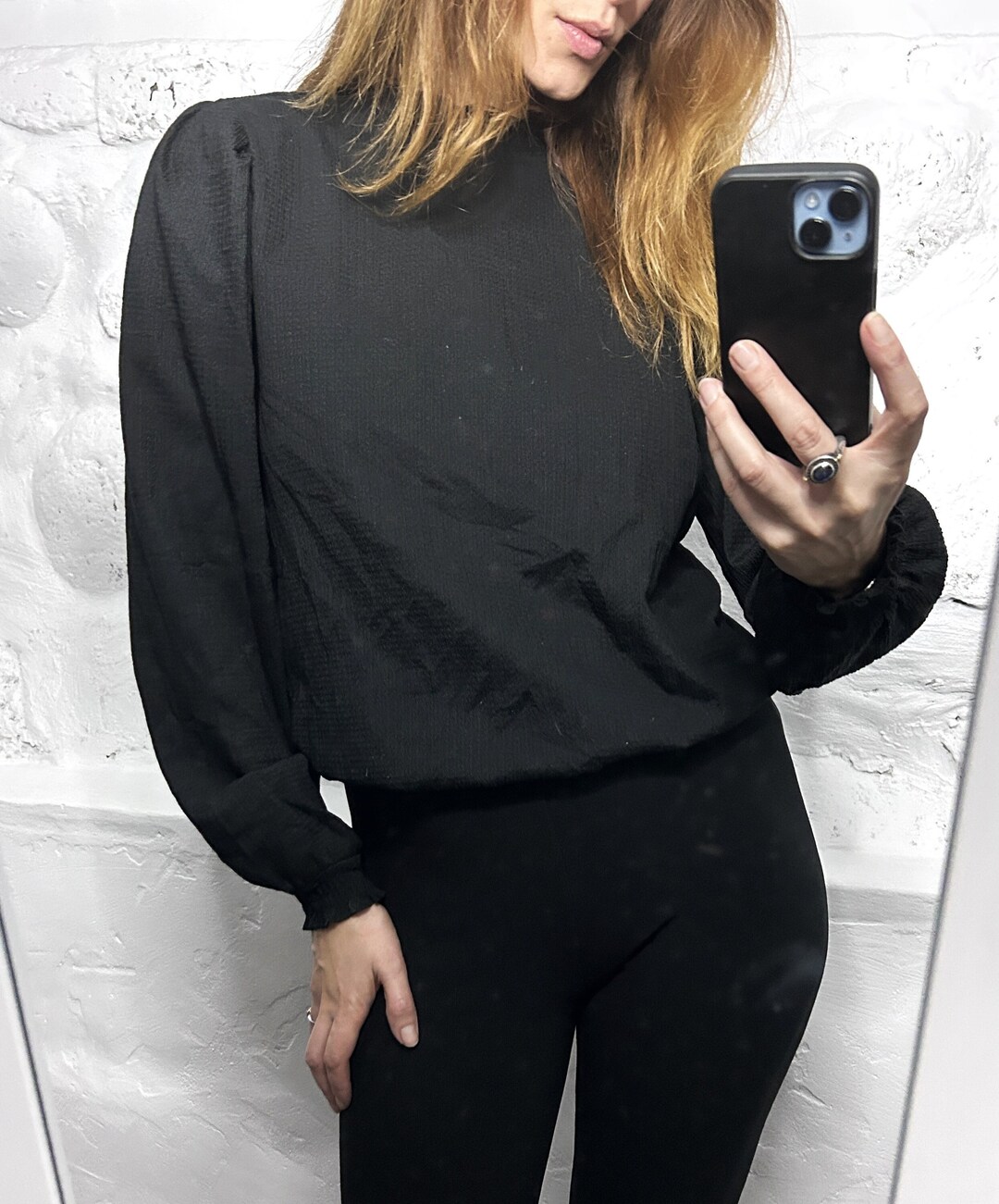 Black Blouse With Ruffled Hems / Textured Blouse / Goth Top / One Color ...