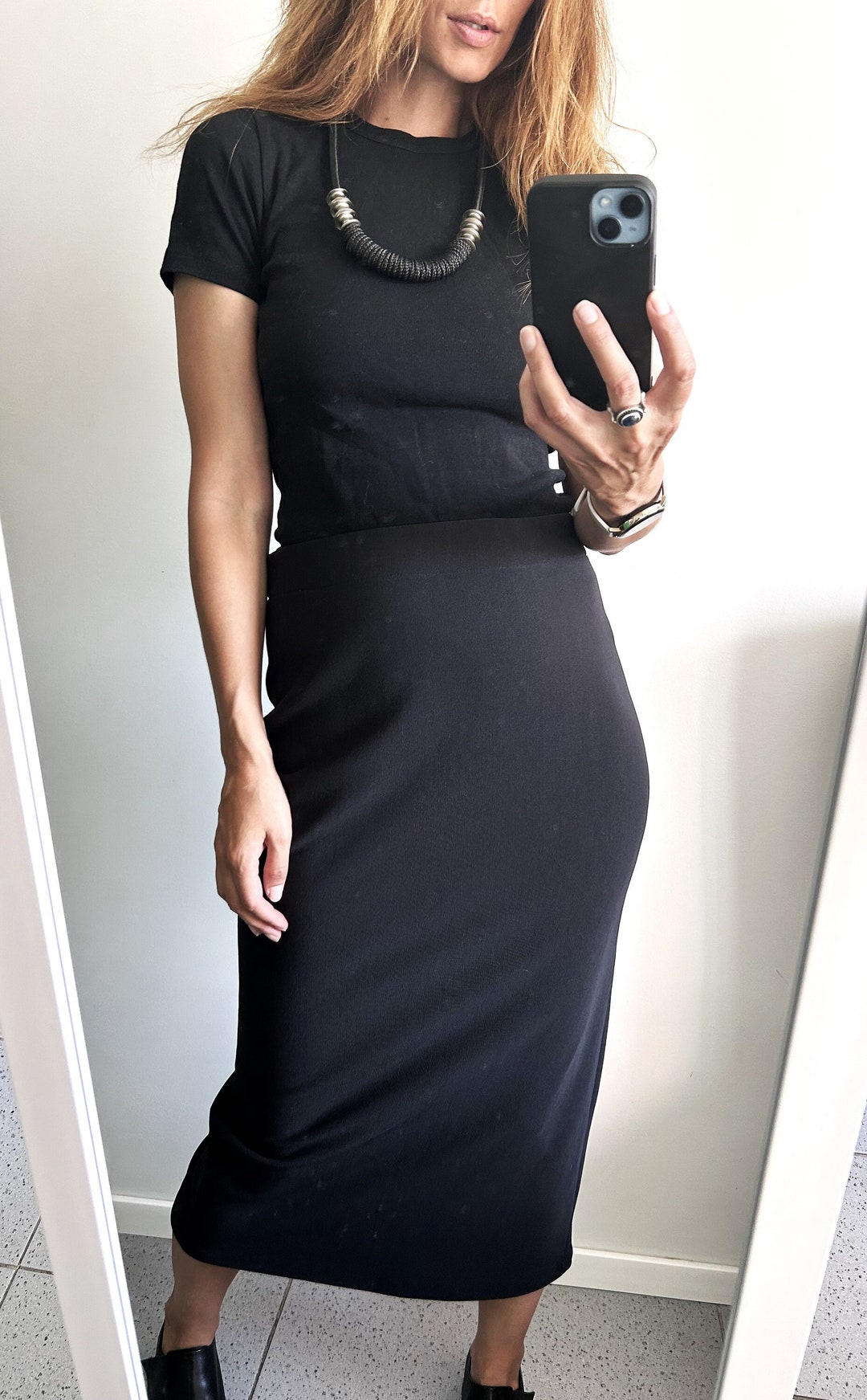 Basic Black Tee / Skinny Cotton Top / Crew Neck T-shirt / Slim Fitted ...