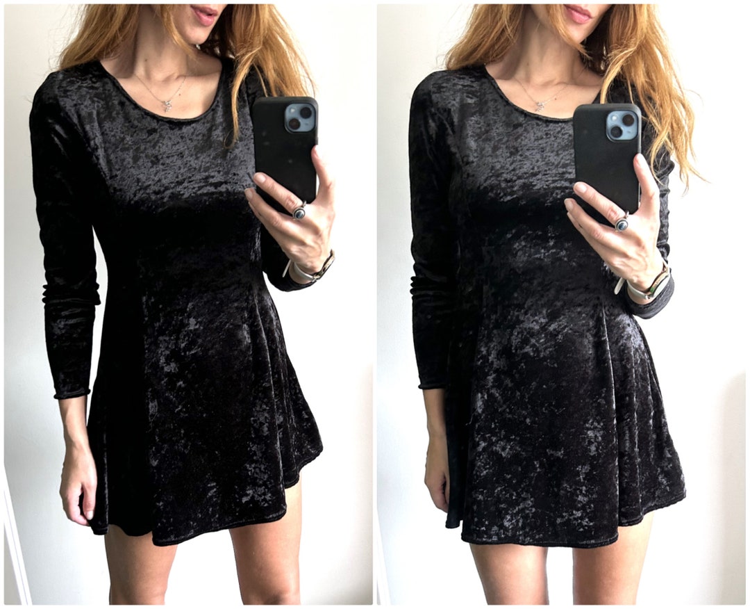 Black Velvet Mini Dress / Goth Lolita Dress / Nineties Dress / - Etsy