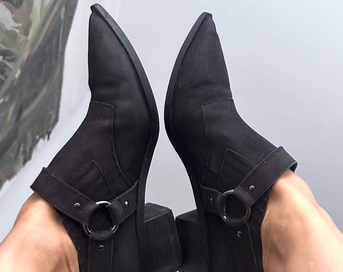 Ankle Western Boots / Biker Boots / Pointy Toe Boots / Vintage Moto ...
