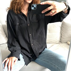 Black Classy Ladies Shirt / Vintage Button up Shirt / Work Office ...