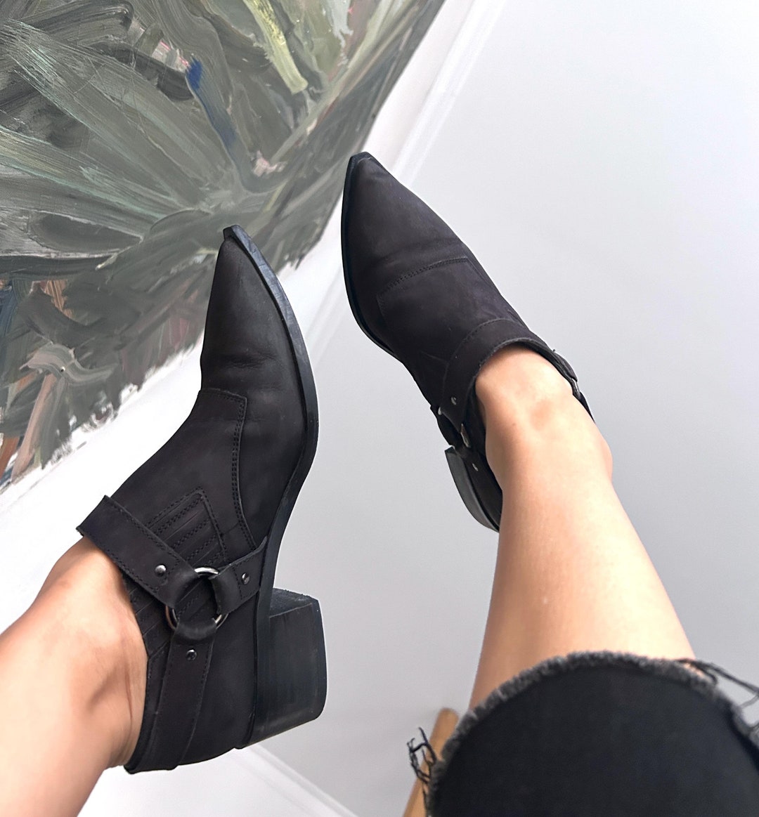 Ankle Western Boots / Biker Boots / Pointy Toe Boots / Vintage Moto ...
