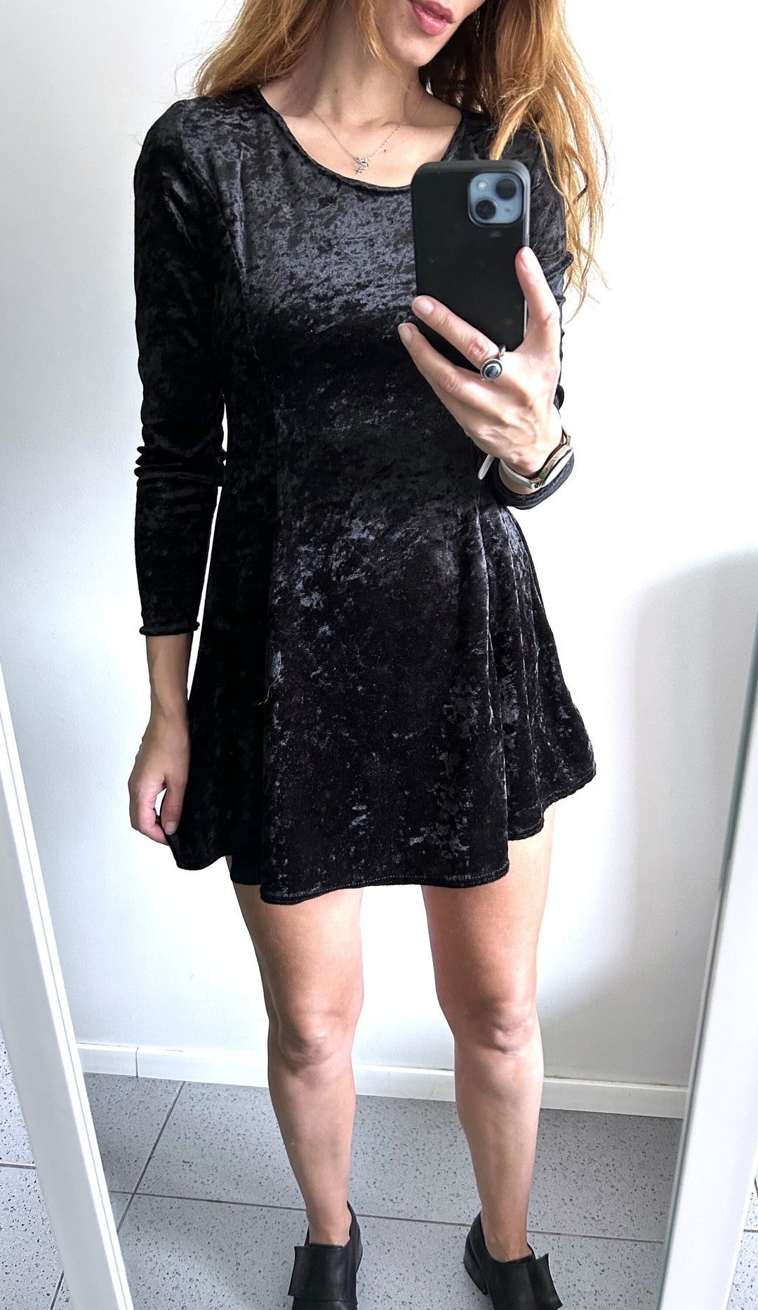 Black Velvet Mini Dress / Goth Lolita Dress / Nineties Dress / Grunge ...