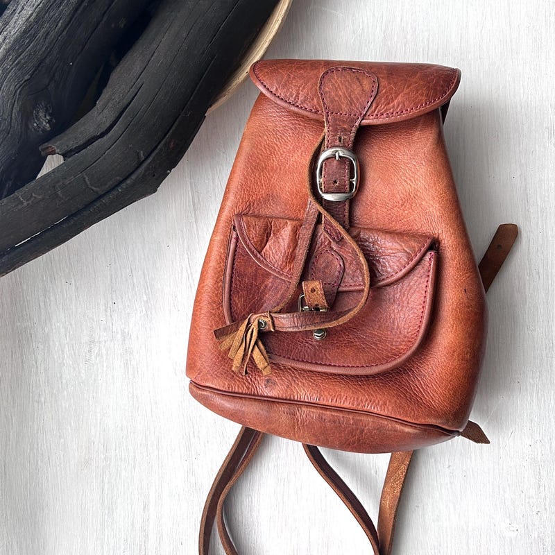 Boho Leather Backpack - Etsy