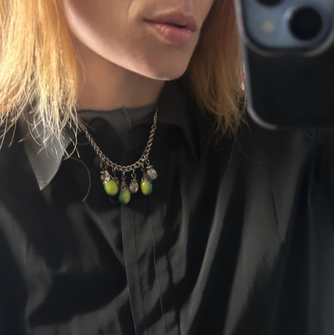 Vintage 14" Stone Pendant Necklace, Silver Chain - Etsy